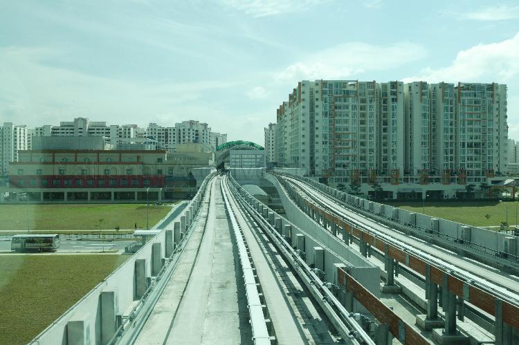 A section of Light Rapid Transit (LRT) tracks at Sengkang