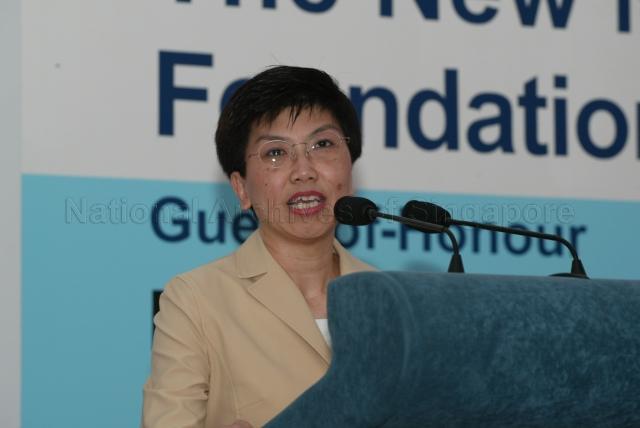 Chairman of National Library Board Ms Lim Soo Hoon speaking
