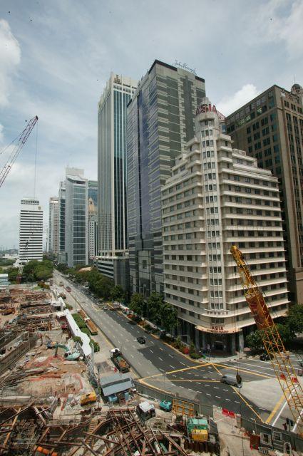 View of commercial buildings including Asia Insurance