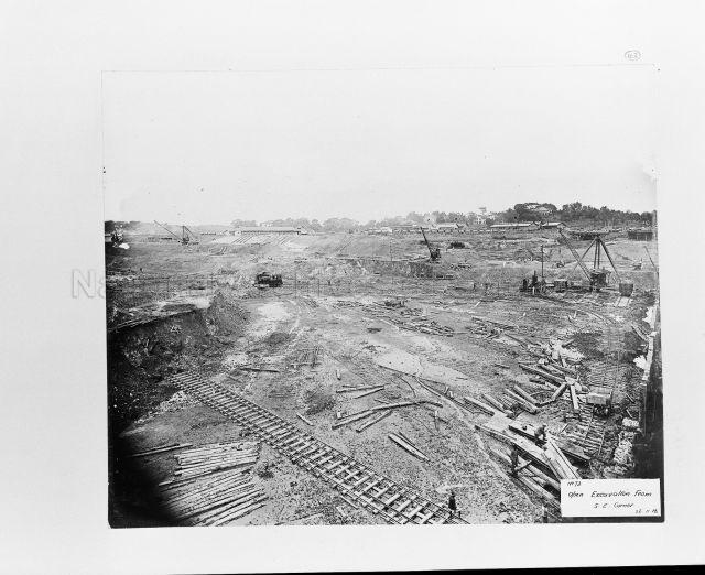 Open excavation from South-East corner. general construction