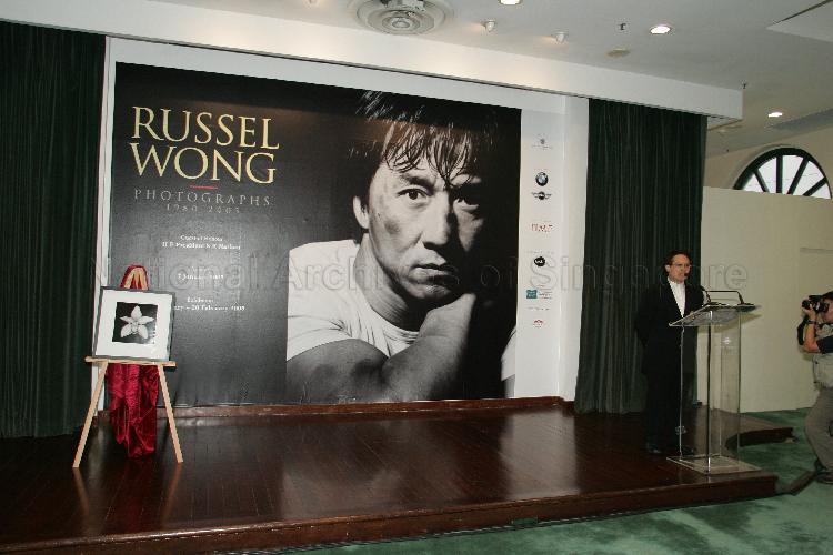 Photographer Russel Wong speaking at the official opening of