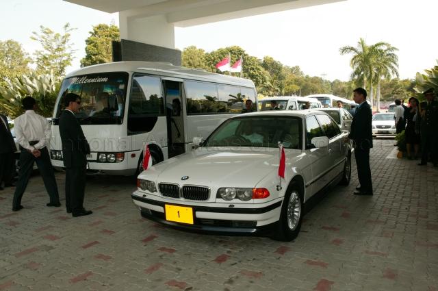 View of Indonesian Presidential car parked outside VIP