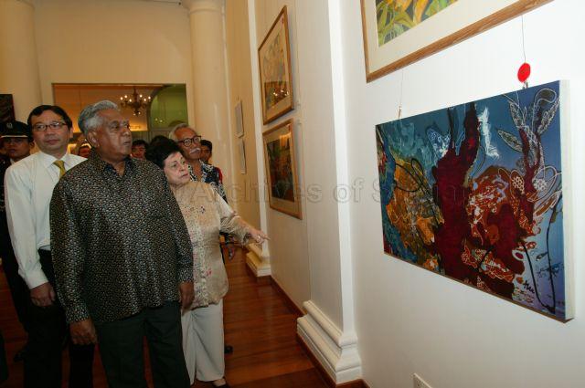 President and Mrs S R Nathan visiting the exhibition 'Tzee-