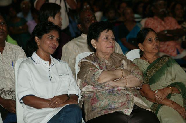Mrs S R Nathan (centre), wife of President Nathan and guests