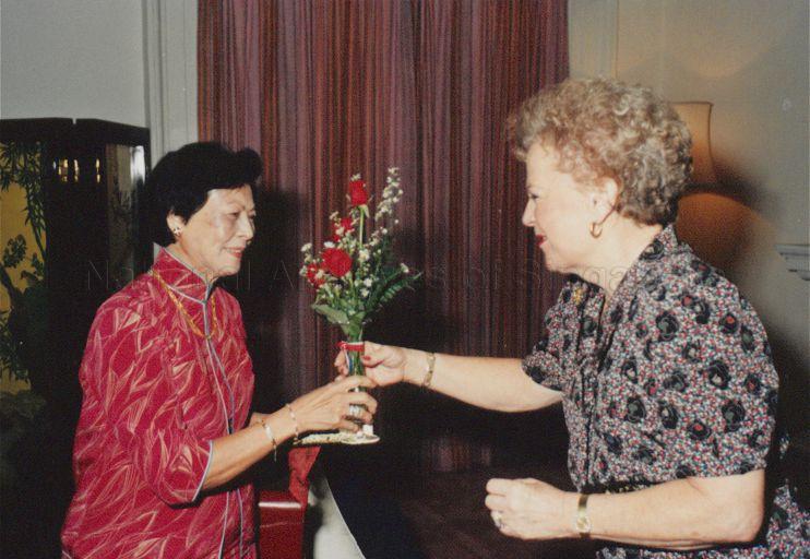 First Lady Mrs Wee Kim Wee with Mrs Daryl Arnold (right),