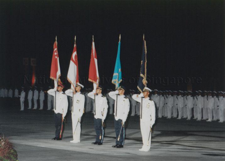 TROOPING THE COLOURS DURING SINGAPORE ARMED FORCES (SAF) DAY