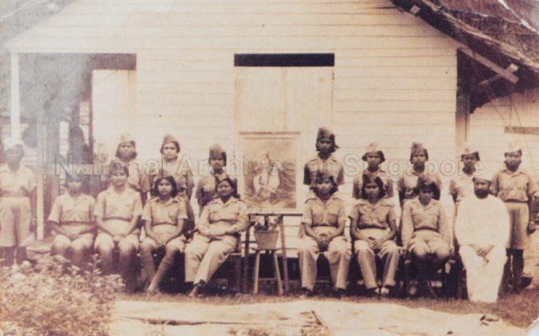 RANI OF JHANSI REGIMENT SOLDIERS WITH PORTRAIT OF RANI OF