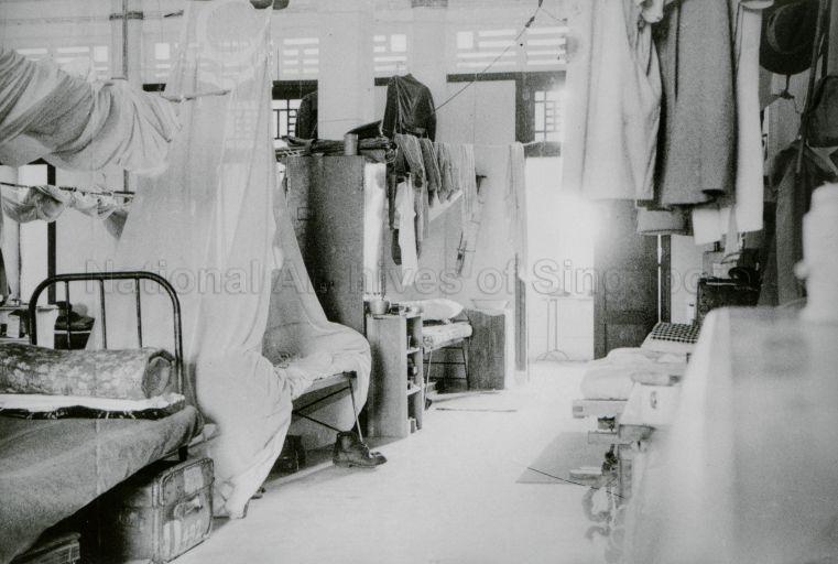 View of living quarters for Allied prisoners of war (POWs)