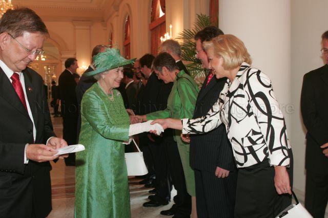 Queen Elizabeth II going through a receiving line of