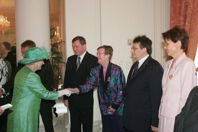 Queen Elizabeth II going through a receiving line of