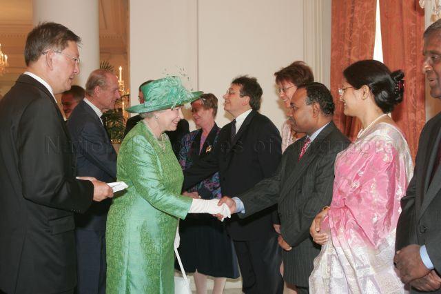 Queen Elizabeth II going through a receiving line of