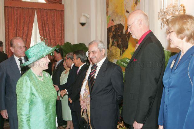 Queen Elizabeth II going through a receiving line of