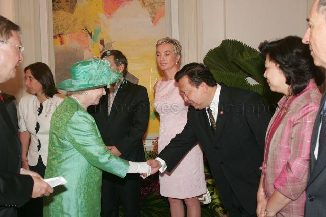Queen Elizabeth II going through a receiving line of