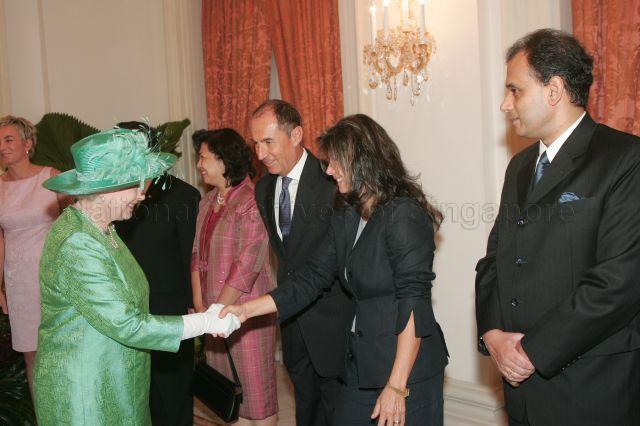 Queen Elizabeth II going through a receiving line of