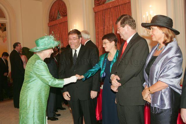 Queen Elizabeth II going through a receiving line of