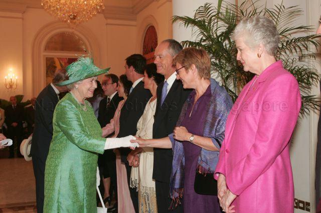 Queen Elizabeth II going through a receiving line of
