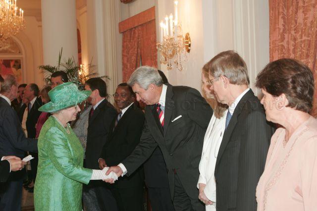 Queen Elizabeth II going through a receiving line of