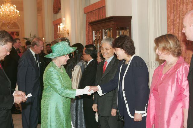 Queen Elizabeth II going through a receiving line of