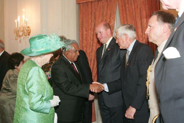Queen Elizabeth II going through a receiving line of
