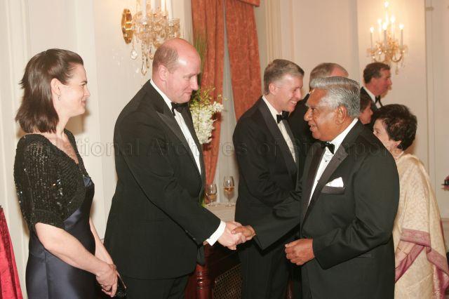 President and Mrs S R Nathan going through a receiving line