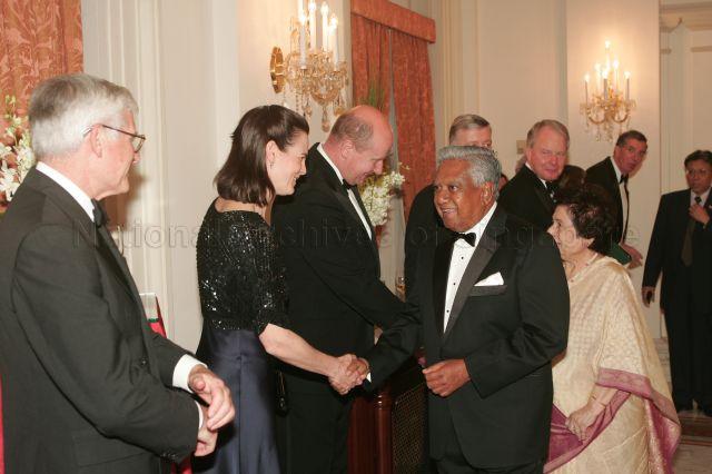 President and Mrs S R Nathan going through a receiving line