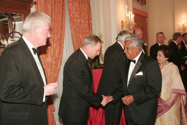 President and Mrs S R Nathan going through a receiving line