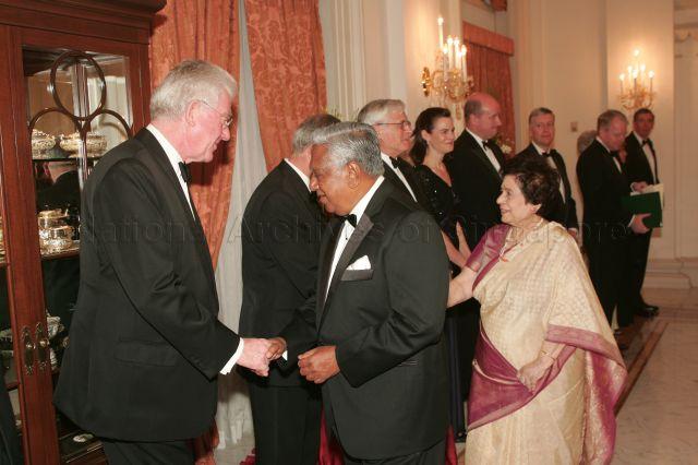 President and Mrs S R Nathan going through a receiving line