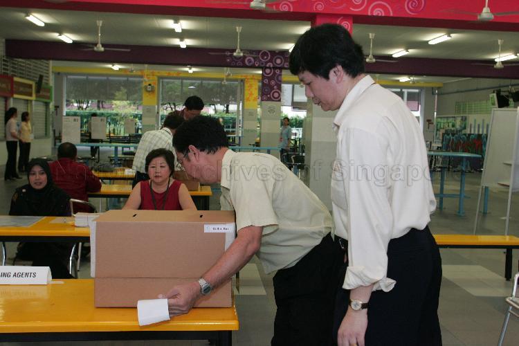 Sealing of ballot boxes witnessed by election agent before