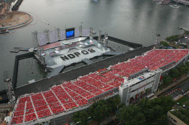 National Day Parade 2008 at Marina Bay - Aerial view of
