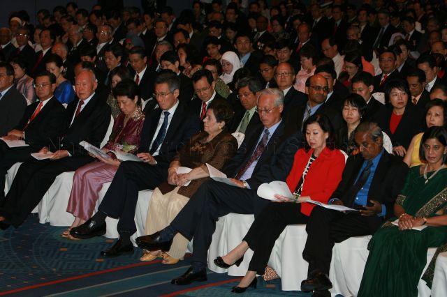 Mrs S R Nathan, wife of President, with (front row, from