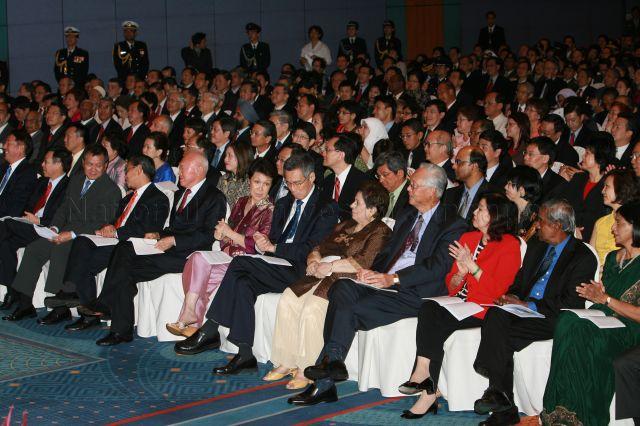 Mrs S R Nathan, wife of President, with (front row, from