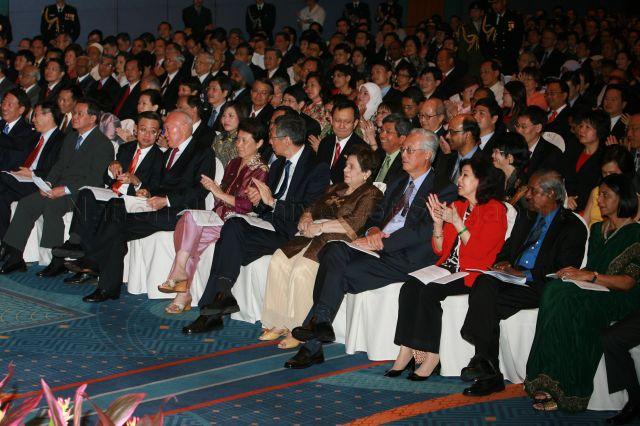 Mrs S R Nathan, wife of President, with (front row, from