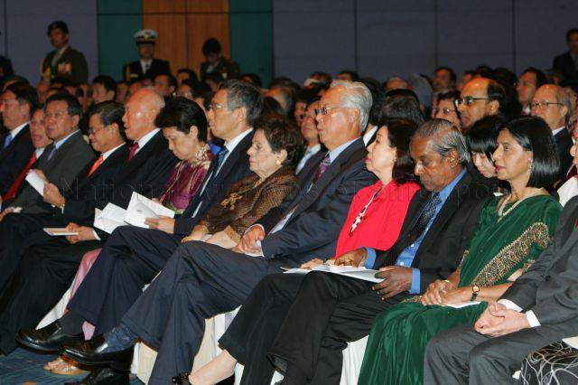 Mrs S R Nathan, wife of President, with (front row, from