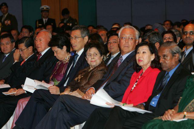 Mrs S R Nathan, wife of President, with (front row, from