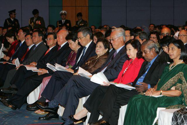 Mrs S R Nathan, wife of President, with (front row, from