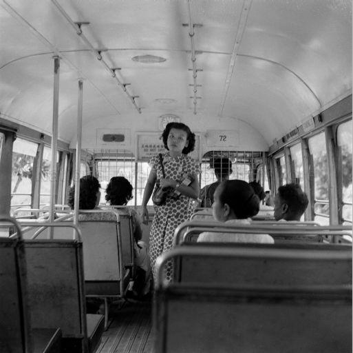 INTERIOR OF A PENANG YELLOW BUS COMPANY BUS 72, SHOWING