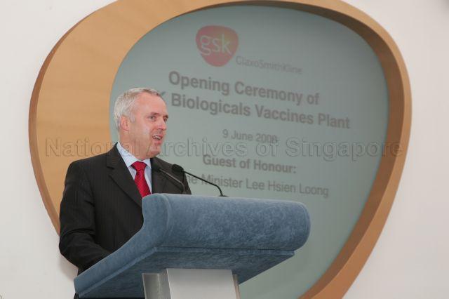 Official from GlaxoSmithKline speaking during opening of