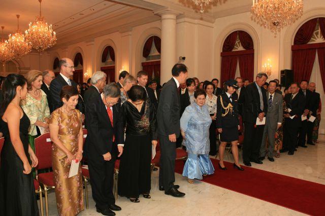 Mrs S R Nathan, wife of President, arriving at Istana State