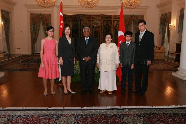 Group photograph of President and Mrs S R Nathan with newly