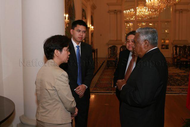 President S R Nathan with guests at the reception during