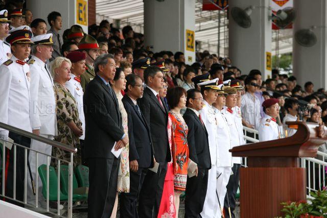 View of spectator stands during the commissioning parade at