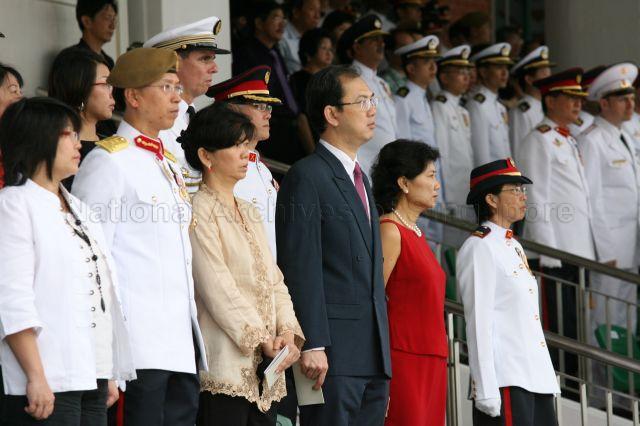 View of spectator stands during the commissioning parade at