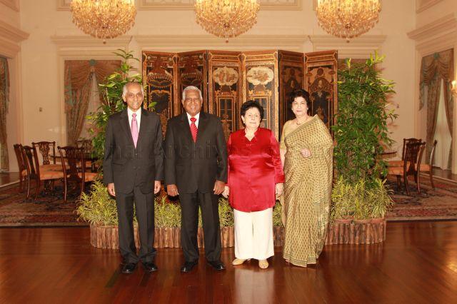 Group photograph of President and Mrs S R Nathan with