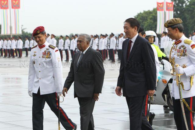 President S R Nathan arriving at SAFTI Military Institute in