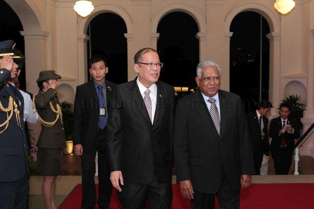 Philippine President Benigno S Aquino being greeted by