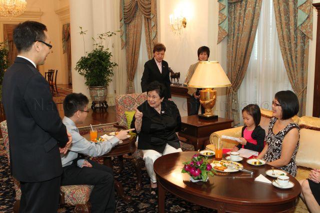 Mrs S R Nathan, wife of the President, with Permanent
