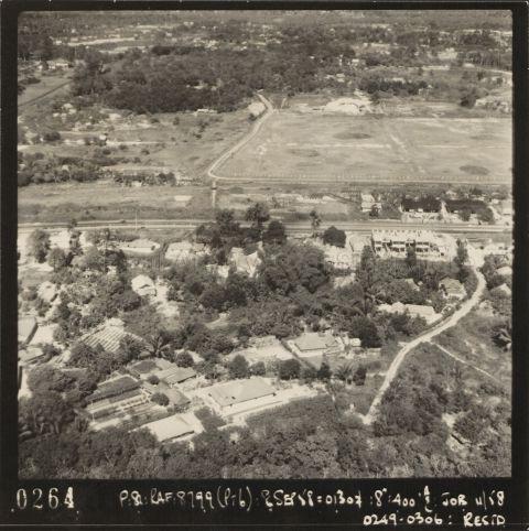 Aerial view of Yew Tee Village in Mandai, Singapore.