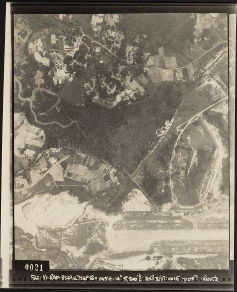 Aerial photo shows the northern end of RAF Tengah airfield,