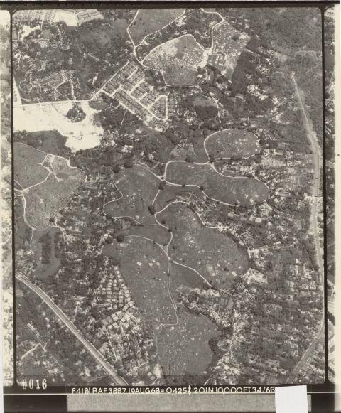 Aerial view of Kwong Wai Siew Peck San Theng cemetery. The