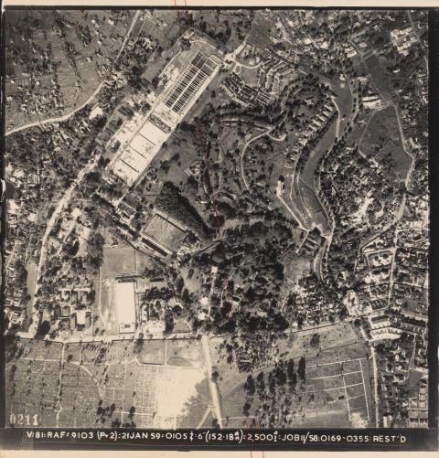 Aerial view of Upper Serangoon Road (road running left to